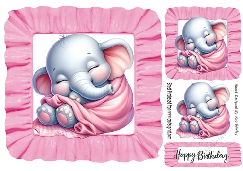 Sweet Baby Elephant In Pink Frill 8X8 Frame (Three) - CUP1284015_415 ...