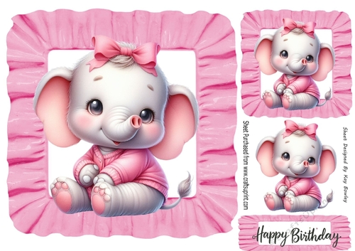 Sweet Baby Elephant In Pink Frill 8X8 Frame (Four) - CUP1284016_415 ...