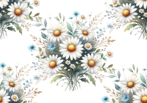 4 Pretty Daisies Blue Flowers A4 Backing Paper (Big) Two - CUP1285213 ...
