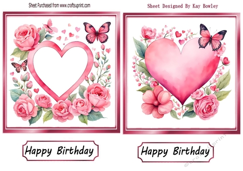 2 Pretty Pink Butterfly Heart Toppers - CUP1288399_415 | Craftsuprint