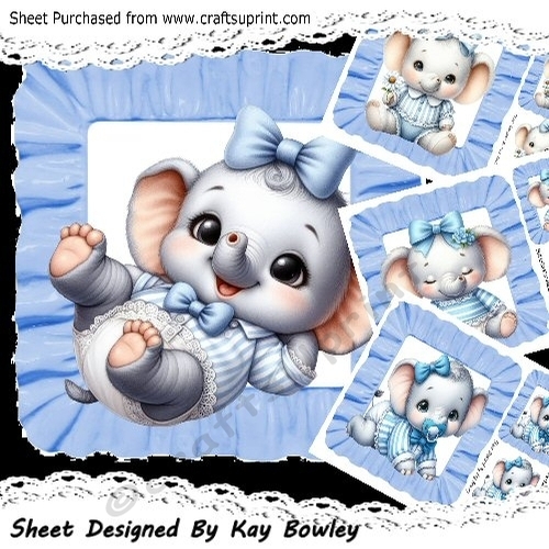 4 Lovely Cute Elephants In Blue Frill 8x8 Frame Mini Kit - CUP1289267 ...