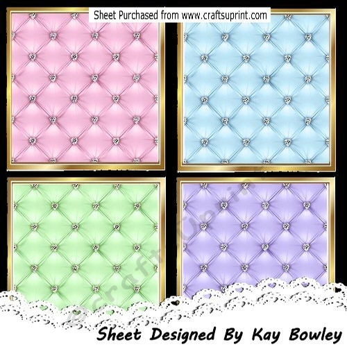 4 Pretty Gold, Pastel Diamond Quilt Background Toppers 8x8 Mini Kit ...