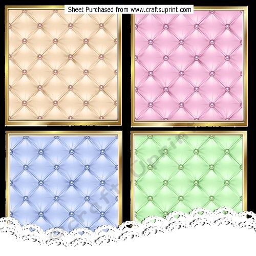 4 Pretty Gold, Pastel Colours With Pearls Quilt Background Toppers 8x8 ...
