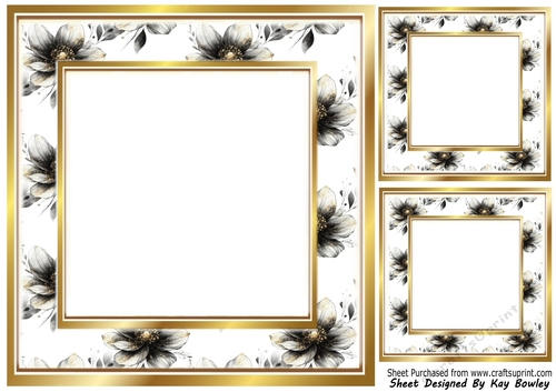 Black Gold Flowers Card Fronts/Insert 8x8 - CUP1302281_415 | Craftsuprint