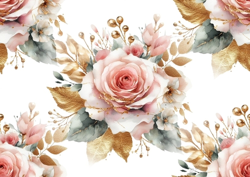 Pink Gold Roses Backing Paper (BIG) - CUP1302284_415 | Craftsuprint