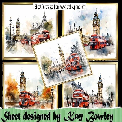 5 Lovely 8x8 Gold Frame Toppers With THE LONDON RED BUS, Mini Kit ...