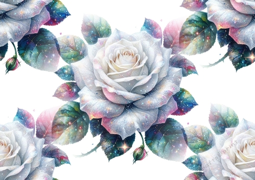 Beautiful Glitter White Rose Backing Paper (BIG) - CUP1304224_415 ...