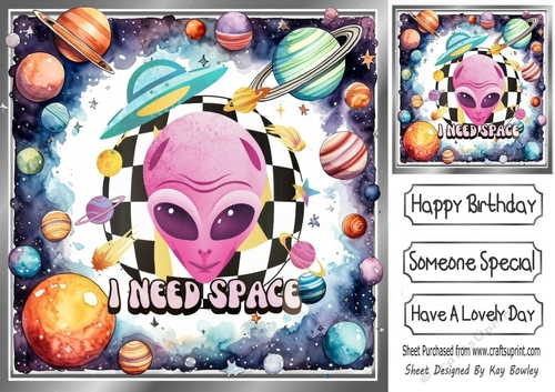 Space 8X8 Frame With Alien (THREE) - CUP1313750_415 | Craftsuprint