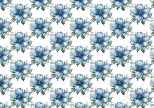 Pretty Blue Christmas Flowers Backing Paper (SMALL) - CUP1327468_415 ...