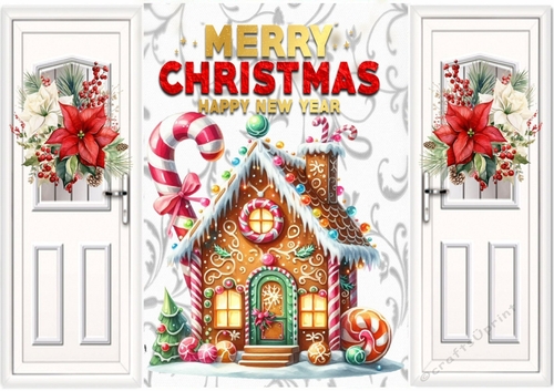 Gate fold With Poinsettias, Gingerbread House (FOUR) - CUP1342265_415 ...