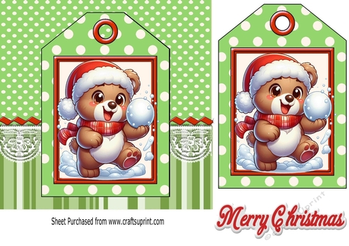 Cute Christmas Teddy Bear On A Tag 7x7 (ONE) - CUP1345227_415 ...