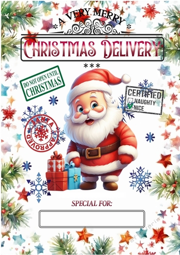 Lovely A4 Christmas Frame With Santa NAME TAG, (ONE) - CUP1348434_415 ...