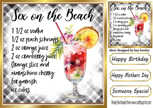 Lovely Fruit Cocktail With Recipe Card Front 8x8 (FIVE) - CUP1352523 ...