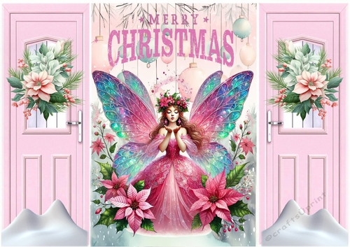 Christmas Fairy With Flowers Pink Folding A5 Gatefold (TWO ...
