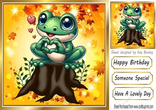 Cute Frog Sitting On A Log With Hearts 8x8 - CUP1354292_415 | Craftsuprint