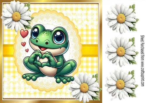 Cute Frog With Hearts & Daisies 8x8 - CUP1354294_415 | Craftsuprint