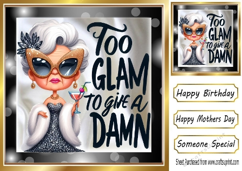 Lovely Glam Gran With Her Cocktail Satin/Black 8x8 Card - CUP1355210 ...