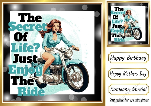Lovely Glam Lady Loves To Ride A Bike 8x8 Card - CUP1357151_415 ...