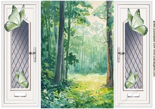 Pretty Green Woodland With Butterflies A5 Gatefold (FOUR) - CUP1362644 ...