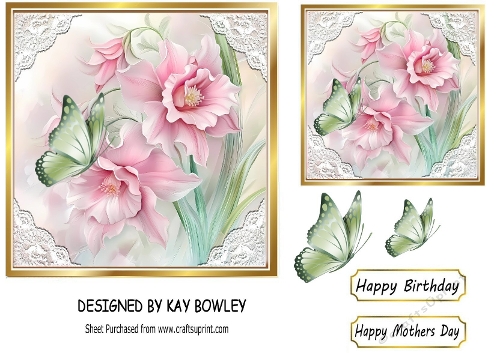 Pretty Spring Pink Flowers 7x7 Card Front (FOUR) - CUP1364073_415 ...