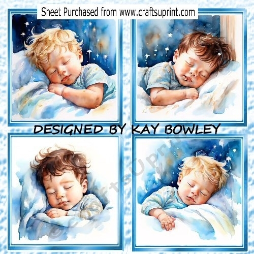 4 Sleepy Baby Boys 8x8 Card Fronts Mini Kit - CUP1370845_415 | Craftsuprint