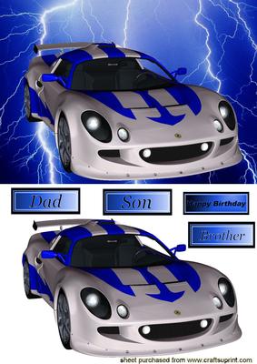 Silver/blue Racing Car on Blue Lightning - CUP146222_415 | Craftsuprint