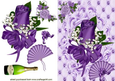 Gorgeous Purple Rose & Fan - CUP146330_415 | Craftsuprint