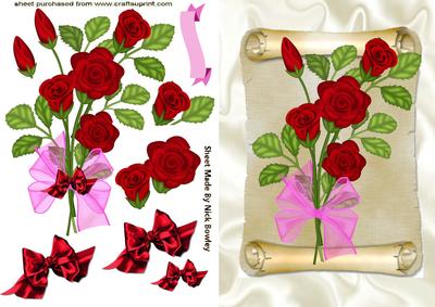 Red Roses on a Scroll - CUP173805_415 | Craftsuprint