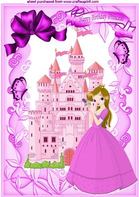 Pretty Princess in Pink Dress with Pink Castle, A4 - CUP202768_415 ...