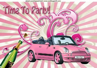 Time to Party, I Love My Pink Mini Car, A4 - CUP203558_415 | Craftsuprint