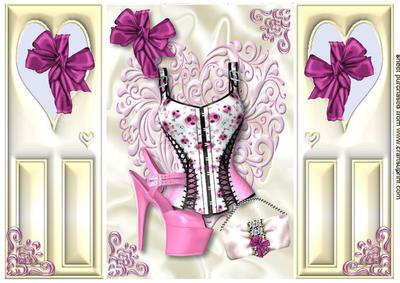 Pretty Candy Pink Basque with Shoe, Gatefold - CUP208447_415 | Craftsuprint