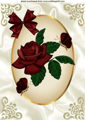Red Rose in Gold Oval Frame A4 - CUP220367_415 | Craftsuprint