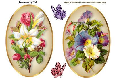 Pretty Flower Toppers in Cream Oval Frames - CUP228628_415 | Craftsuprint