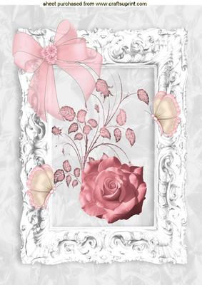 Pink Rose and Butterfly in Ornate Frame A4 - CUP233634_415 | Craftsuprint