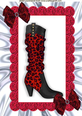 Ladies Leopard Print Boot with Red Bows A4 - CUP248360_415 | Craftsuprint