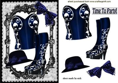 Blue Basque and Boots in Lace Frame - CUP252482_415 | Craftsuprint
