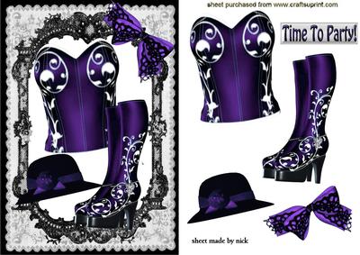Purple Basque with Boots in Lace Frame - CUP252492_415 | Craftsuprint