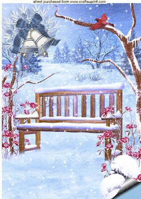Lovely Snow Scene with Cardinal and Bench, A4 - CUP256469_415 ...