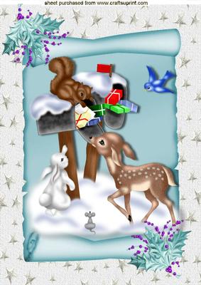 Woodland Animals on a Scroll with Stars A4 - CUP275480_415 | Craftsuprint