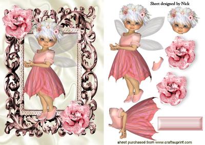 Little Rosebud Fairy Pretty in Pink in Frame - CUP311225_415 | Craftsuprint
