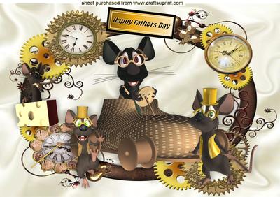 Playful Toon Rats in Car in Steampunk Clock Frame A4 Dad - CUP312165 ...