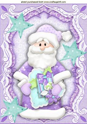 Cute Santa in Purple with Purple Stars A4 - CUP347801_415 | Craftsuprint