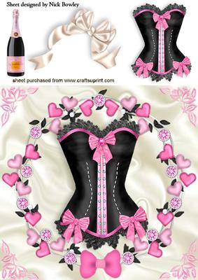Pink Champagne with Pink/black Sexy Basque - CUP351162_415 | Craftsuprint