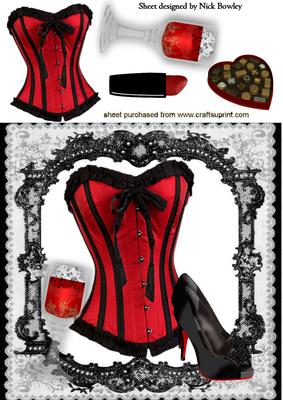 Red/black Sexy Basque in Lace Frame with Iced Drink - CUP351243_415 ...
