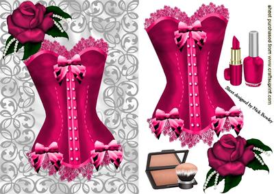 Pretty Pink Basque with Makeup and Rose - CUP352212_415 | Craftsuprint