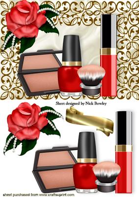 Gold Filigree Frame with Makeup and Rose - CUP352219_415 | Craftsuprint