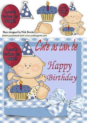 Look Who is One! as Cute as Can Be Baby Boy - CUP354241_415 | Craftsuprint