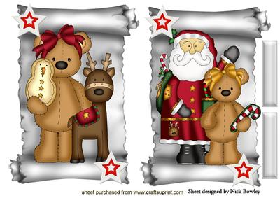 Christmas Toppers on a Scroll of Santa and Teddy - CUP354267_415 ...