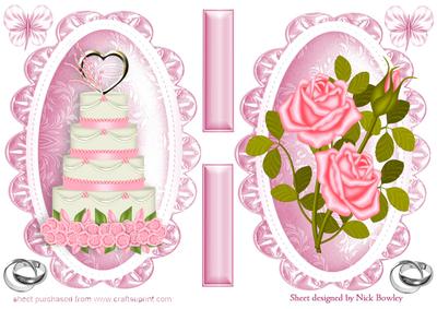 Wedding Toppers Pink Cake and Roses - CUP355998_415 | Craftsuprint