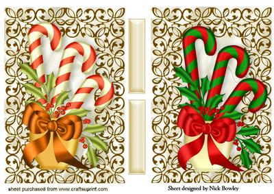 Candy Cane Toppers in Gold Filigree Frame with Holly - CUP356770_415 ...
